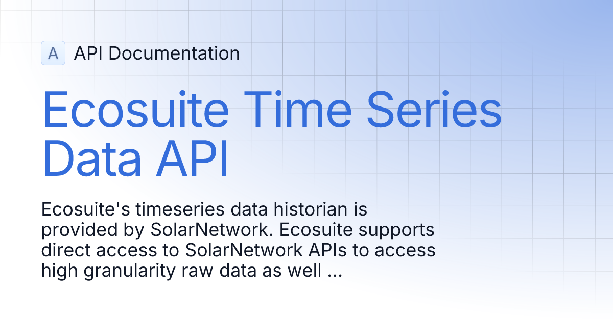 Ecosuite Time Series Data API | API Documentation